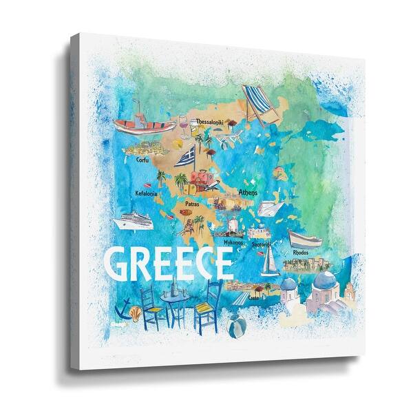 Greece Illustrated Map with Landmarks and Highlights Gallery Wrapped ...