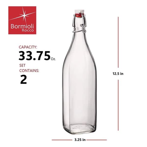 Bormioli Rocco Square Swing Top Glass Bottles With Airtight Hermetic ...