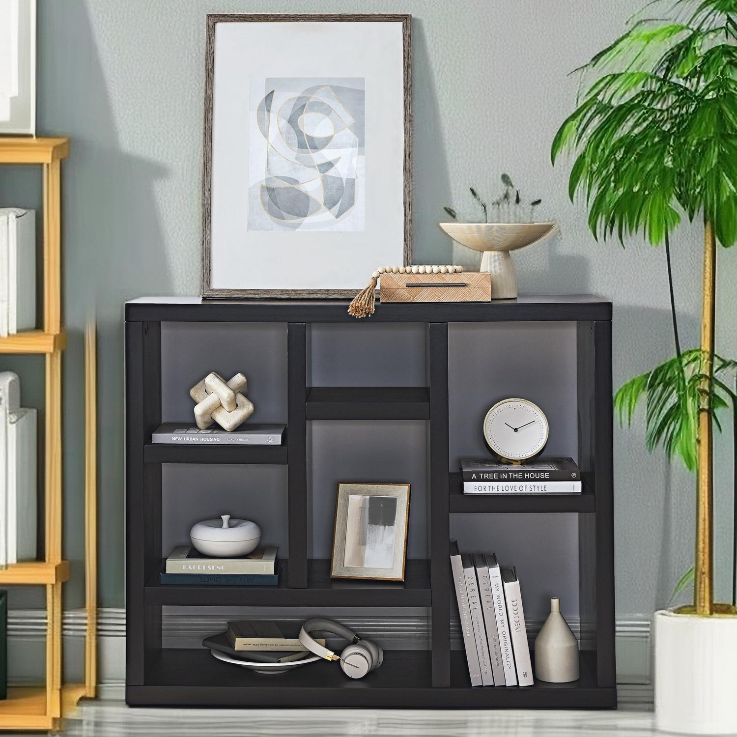 3-Shelf Solid Wood Bookcase Vintage Storage Cabinet Rack - Bed Bath ...