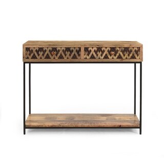 Randall Mango Wood Console Table with 2 Drawers, Brown - Bed Bath ...