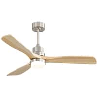60" Modern Dark Walnut 3-Blade Indoor LED Ceiling Fan with Remote - On ...