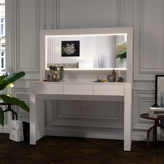 Boahaus Enid Lighted Vanity with LED Light Strip - Bed Bath & Beyond ...