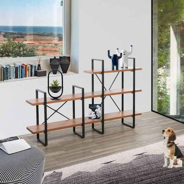 Cynthia Adjustable JD Walnut Wood and Metal Step Display and Steel ...