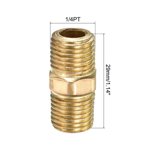 Pipe Fitting 1/4PT Male Thread Hex Extension Connector Adapter Gold ...