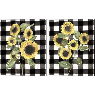 Jennifer Goldberger 'Buffalo Check Sunflower' Canvas Art, Set of 2 ...