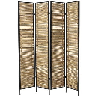 Bamboo Wood Handmade Hinged Foldable Partition 4 Panel Partition Room ...