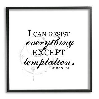 Stupell Resist Temptation Oscar Wilde Quote Vintage Stain Motif Framed ...