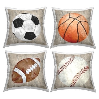 Stupell Rustic Varied Sports Balls Design by Kim Allen (Set of 4) - Bed ...