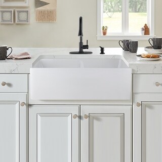Double Bowl Farmhouse Sink,Ceramic Kitchen Sink with Two Basins, Farm ...