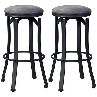 Bar Stools Set of 2,Vintage Barstools with Footrest and Microfiber ...