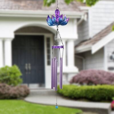 Exhart Spinning Lotus Metal Wind Chime, 8 by 39 Inches - Overstock ...