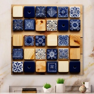 Designart "Boho Blue Colors Tiles" Boho Tiles Blue Wall Decor ...