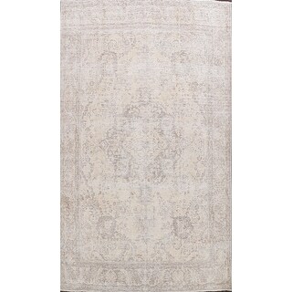 Muted Distressed Floral Tabriz Persian Wool Area Rug Handmade Carpet ...
