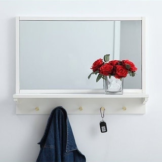 28"x21" Steel MDF & Glass Entryway Mirror with Shelf White - 21"x28 ...