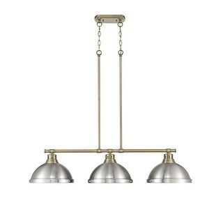 Duncan 3-Light Linear Pendant in Aged Brass with Pewter - Bed Bath ...