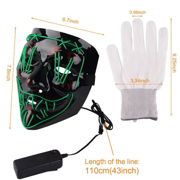 LED Light Up Scary Mask with Skeleton Gloves - Halloween Cosplay ...