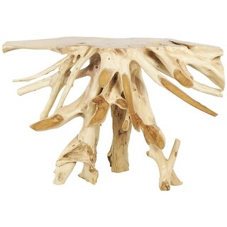 Teak Wood Handmade Live Edge Tree Trunk Console Table - Brown - Roche ...