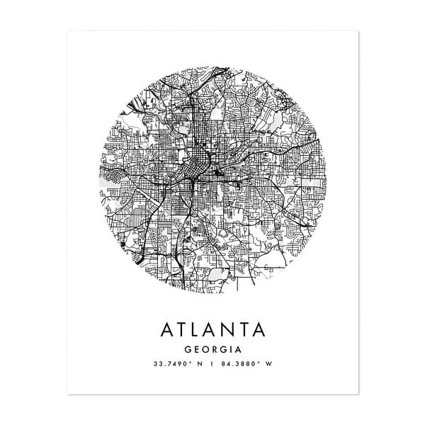 Atlanta Georgia Maps Black White Circles Minimal Art Print/Poster - Bed ...