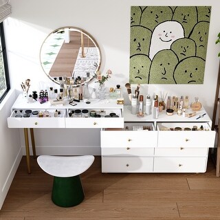 Adjustable Desktop Transformable Computer Desk with 8 Drawers Dresser ...