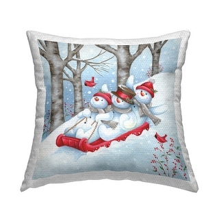 Stupell Snowmen Sledding Winter Slope Scene Printed Outdoor Throw ...
