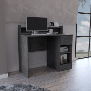 Vera Computer Desk with Top Open Shelf, 1-Drawer and 2-Storage Shelves ...