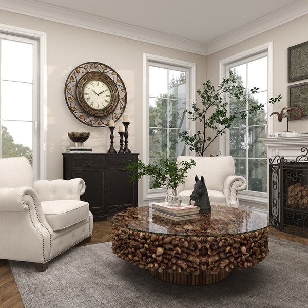 Brown Metal Leaf Wall Clock with Scrolled Vines - On Sale - Bed Bath ...