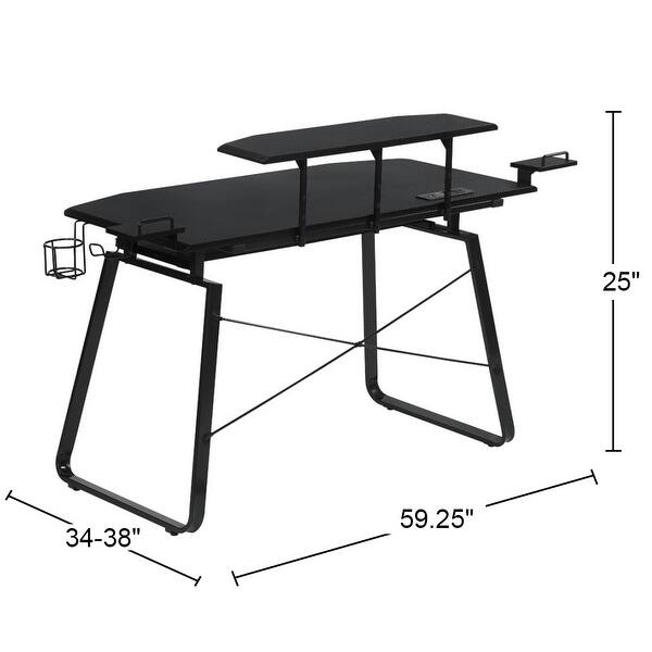 PVC Gaming Desk with USB Ports in Gunmetal Finish - Bed Bath & Beyond ...