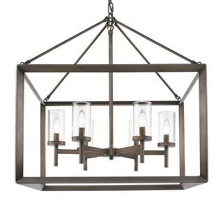 Smyth 6-light Square Cage Chandelier Gunmetal Bronze with Clear Glass ...