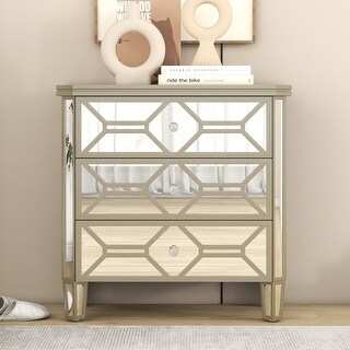 31 in. W 3-Drawer Glass Chest in Silver - Bed Bath & Beyond - 39651905