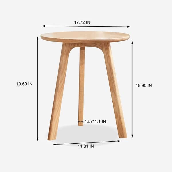 Solid Oak Wood Round End Table - Bed Bath & Beyond - 39034454