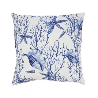 Coastal Sea Shell and Coral Outdoor Pillow with Poly Fill - Bed Bath ...