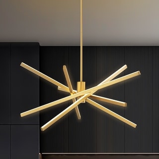 5-Light Modern Sputnik Linear Pendant Lights Integrated LED Kitchen ...