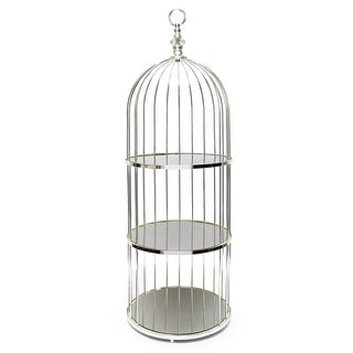 Silver 3-Tier Modern Bird Cage Cake Stand Dessert Display - 35.5" H x ...