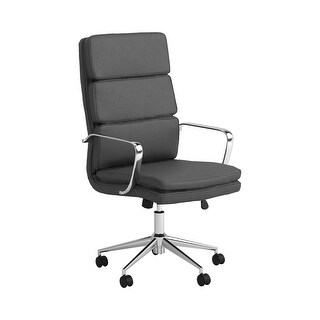 Padded Panel Back Office Chair with Horizontal Stitching, Gray - Bed ...