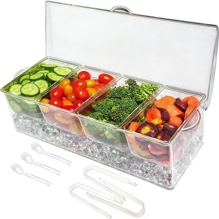 Ice Cold Frozen 4 Compartment Condiments Serving Tray 4 Removable ...