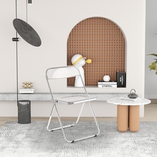Modern Acrylic Folding Chair, Transparent with Chrome Steel Frame ...