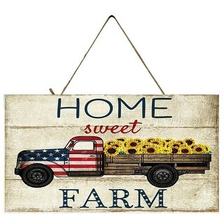 Home Sweet Farm Flag Truck Printed Handmade Sign 10" x 5" - Bed Bath ...
