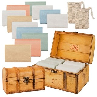 Wooden Box Set with 17 Soap Bars (2 pcs- large and small box per set ...