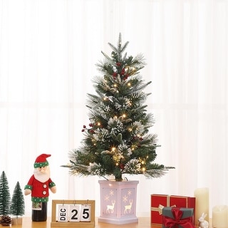 3ft Mini Christmas Tree Pre-Lit Artificial Tree with 78 Warm White Lights - 3 Foot - Bed Bath ...