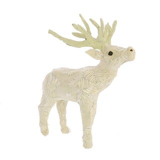 Fabric Wrapped Stag Figurine with Elegant Embroidery, White - Bed Bath ...