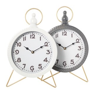 Metal Clock with Gold Accents - Set of 2 Multi Colored - Roche River ...