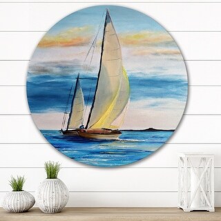 Designart 'Two Sailing Boats With Fisherman On The Blue Sea' Nautical ...
