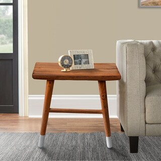 18 Inch Rectangular Acacia Wooden Side Table with Angled Legs, Warm ...