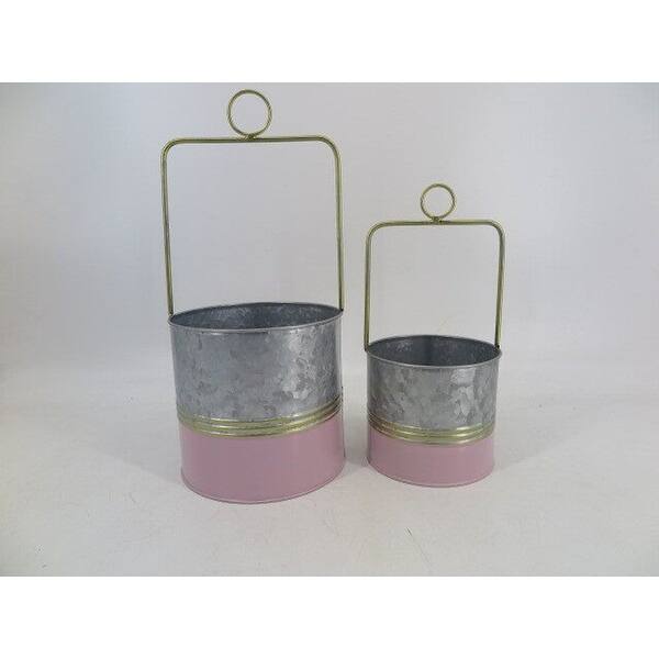 Pastel Pink Dipped Bucket Shaped Hanging Planters (Set Of 2) - Bed Bath ...