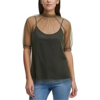 DKNY Women's Sheer Overlay Top Dark Green Size X-Large - Bed Bath ...