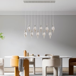 Shinny Teardrops Dimmable Integrated LED Rectangular Chandelier - Bed ...