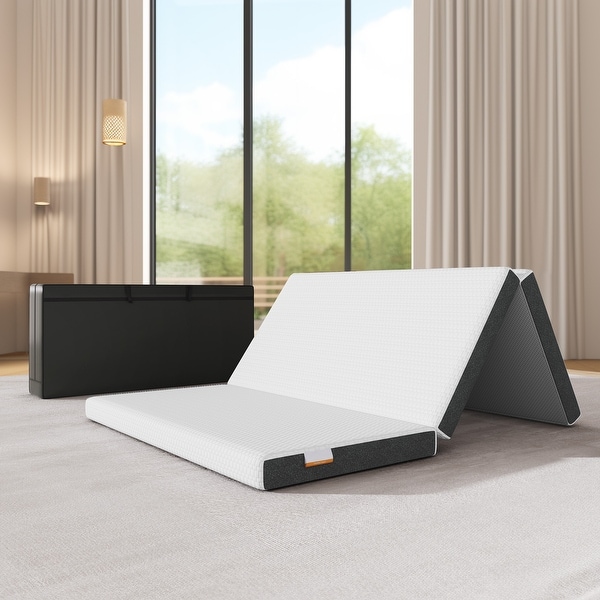 Folding Mattress, 3", 4" & 5" Gel Memory Foam Portable Tri-fold ...