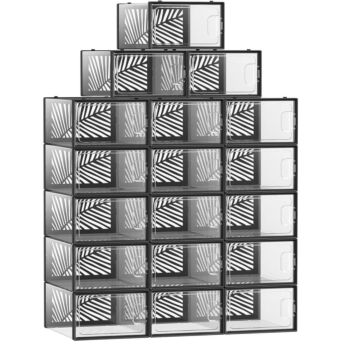 SONGMICS Large 12 Pack Shoe Storage Box Clear Plastic Stackable Shoe ...