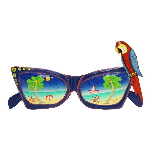 Blue Sunglasses with Parrot Haitian Metal Wall Decor 13.5 Inch - Multi ...