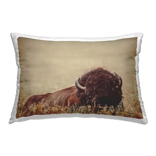 Stupell Bison Laying in Field Decorative Printed Throw Pillow Design by ...